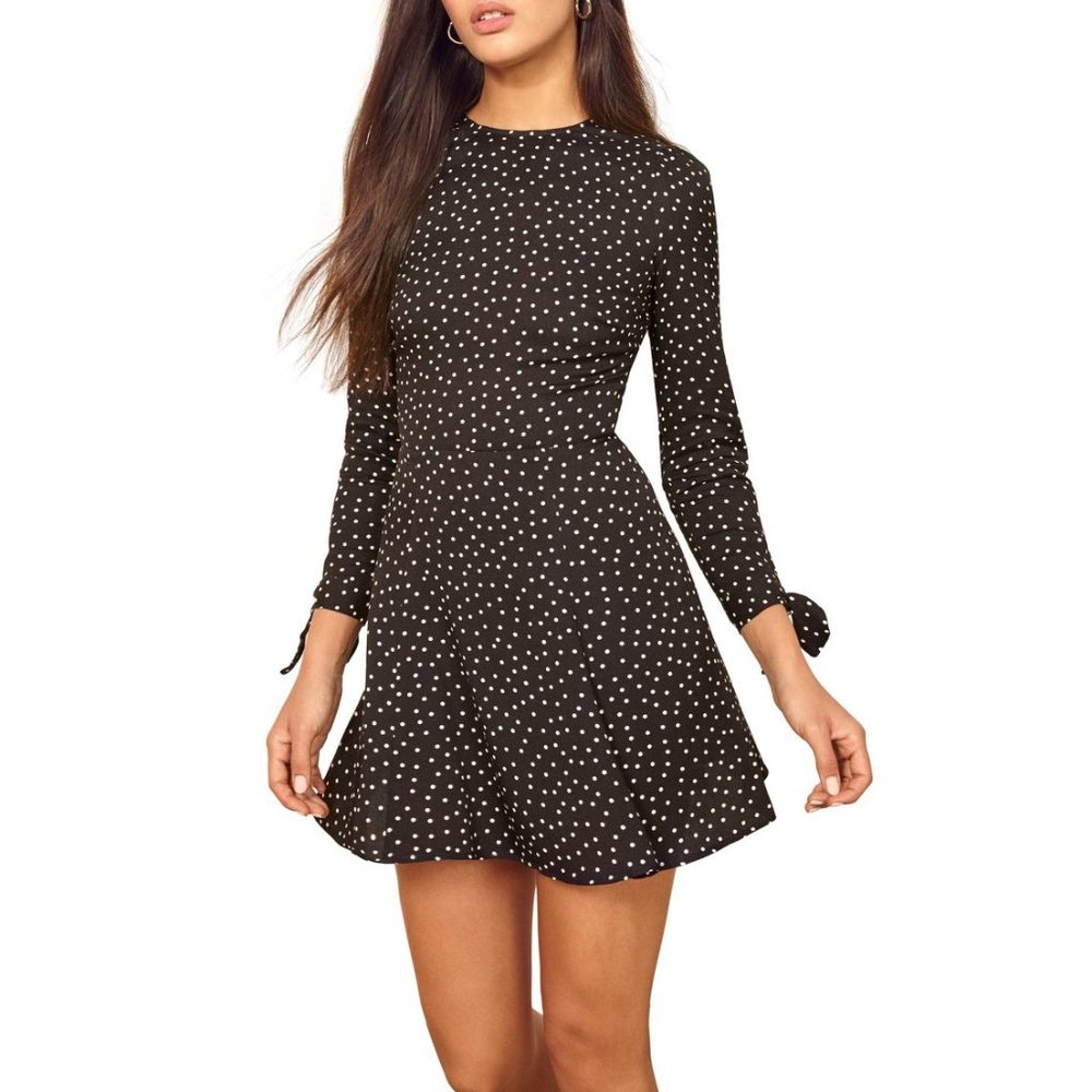 Reformation Samantha Selene Black Polka Dot Dress Siz… - Gem